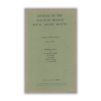 Journal of The MBRAS Vol XXXI, Part I, May 1958